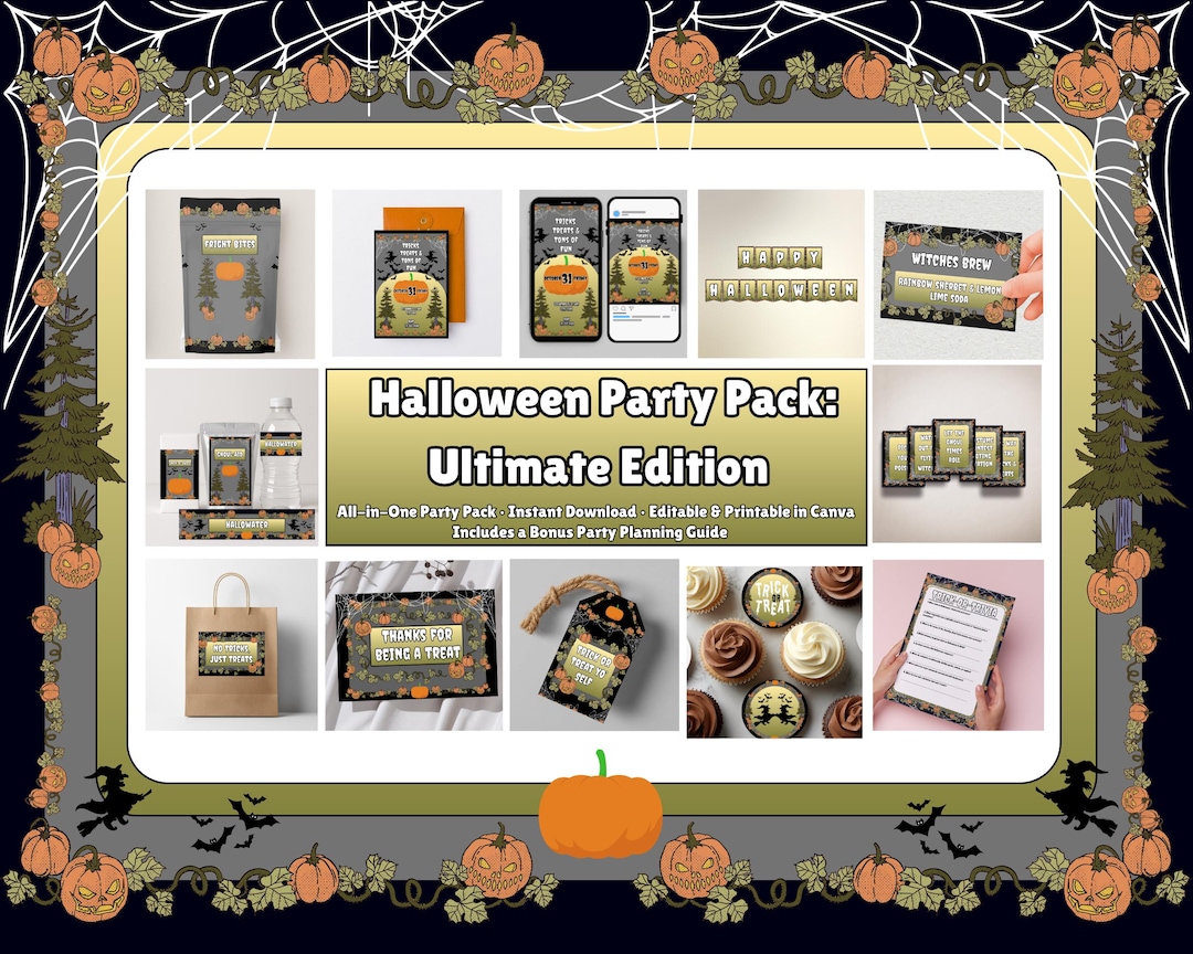 Editable Halloween Party Pack Template: Ultimate Edition (canva ...
