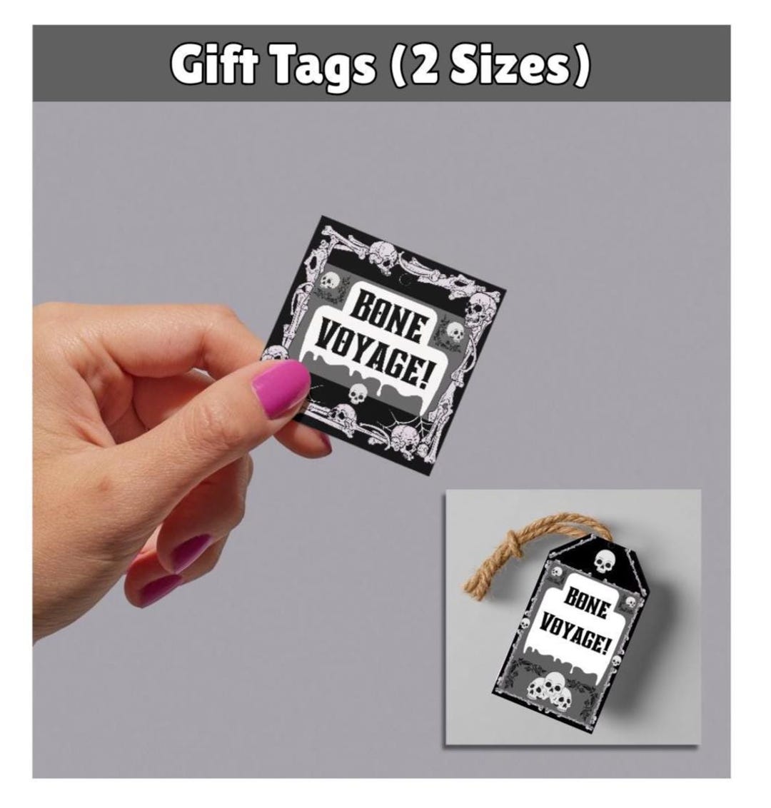 Editable Skull Gift Tag Templates: Printable Party Favor Tags (canva ...
