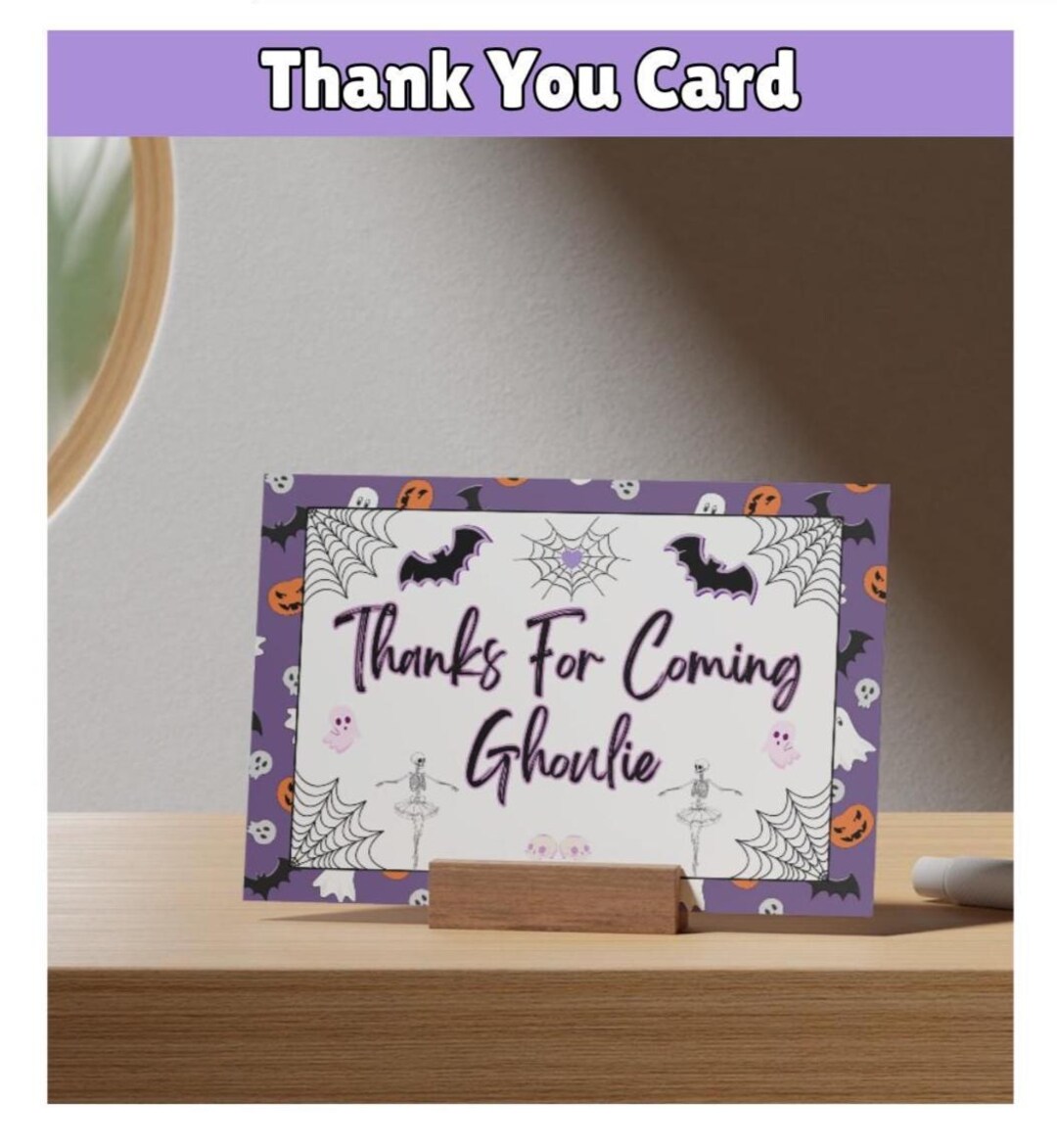Editable Girls Halloween Thank You Card Template: Printable Canva ...