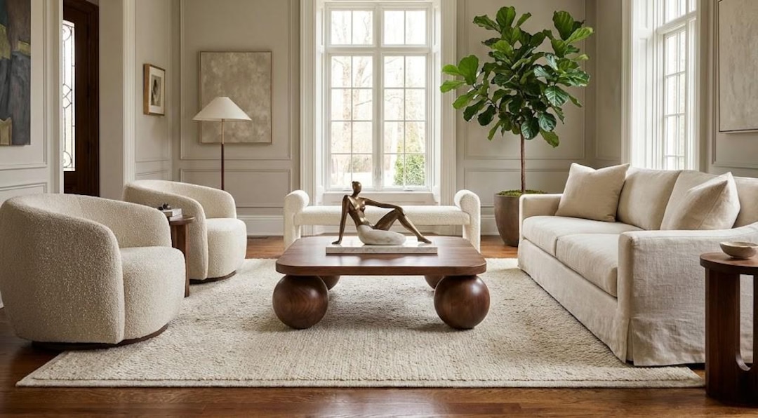Modern Low Wooden Coffee Table With Ball Legs – Handmade Statement ...