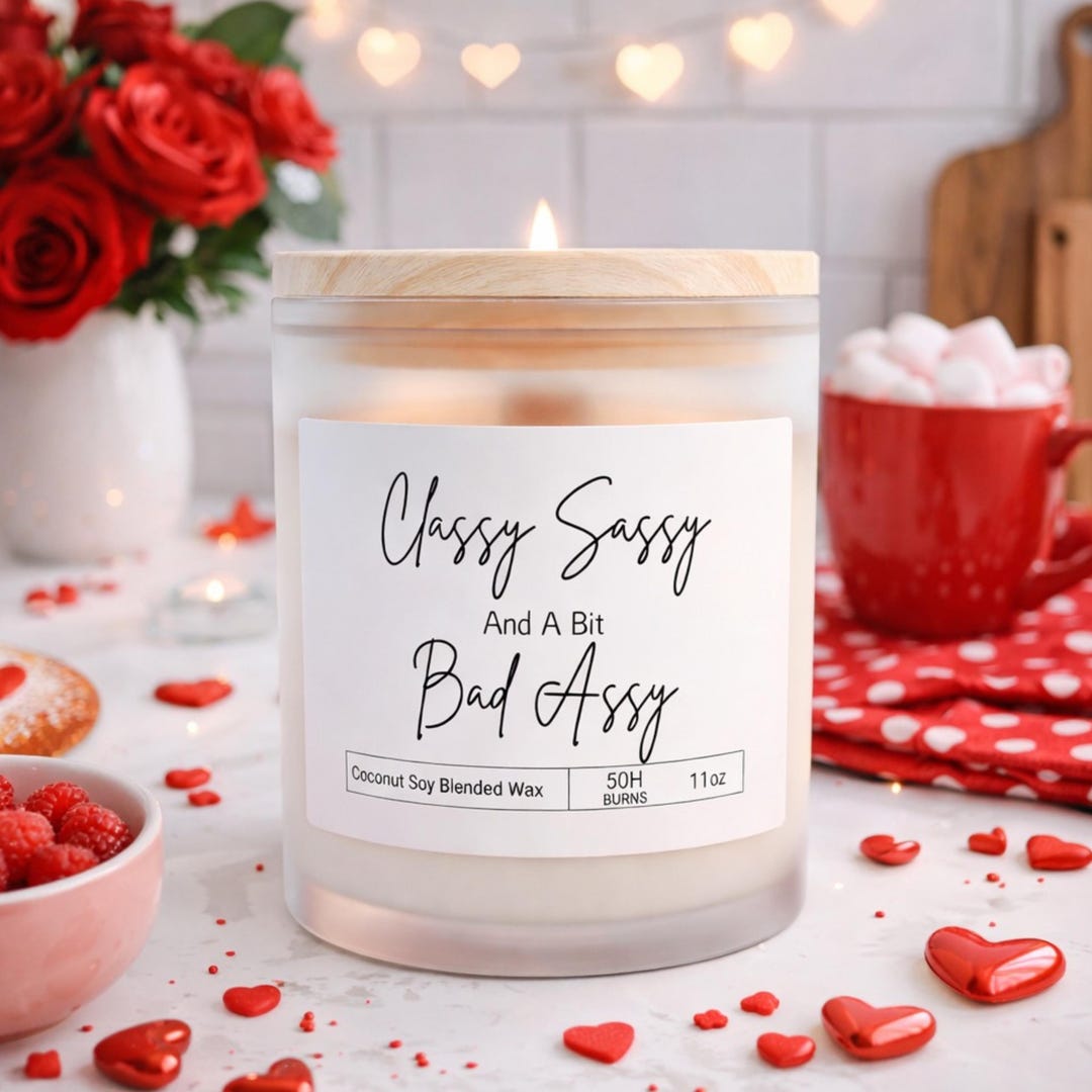 Sassy Frosted Glass Candle | 11oz Coconut Soy Blend, Wooden Lid - Etsy
