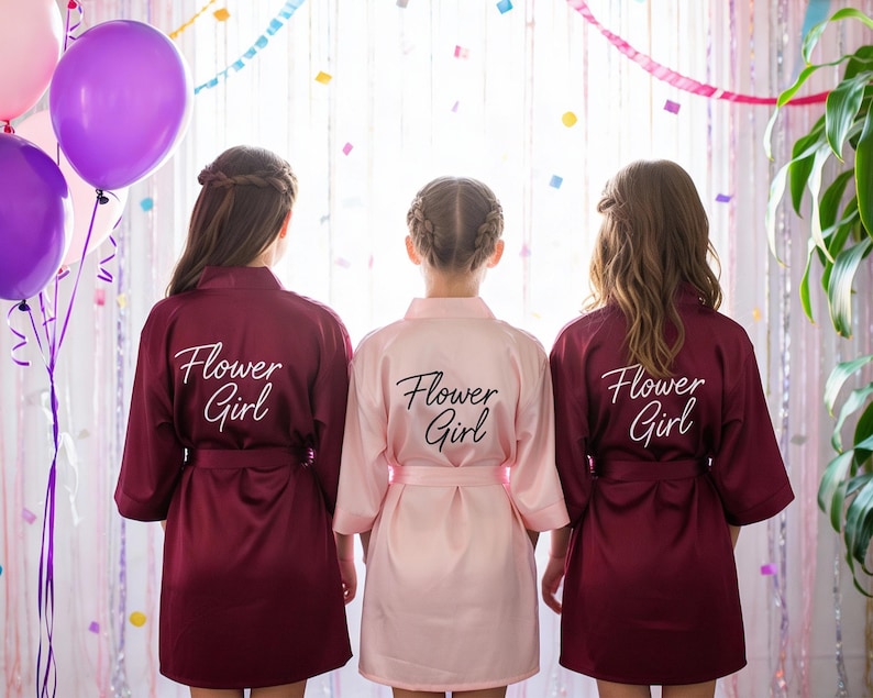 Junior Bridesmaid Robe Custom Kids Satin Robe Flower Girl Robe ...