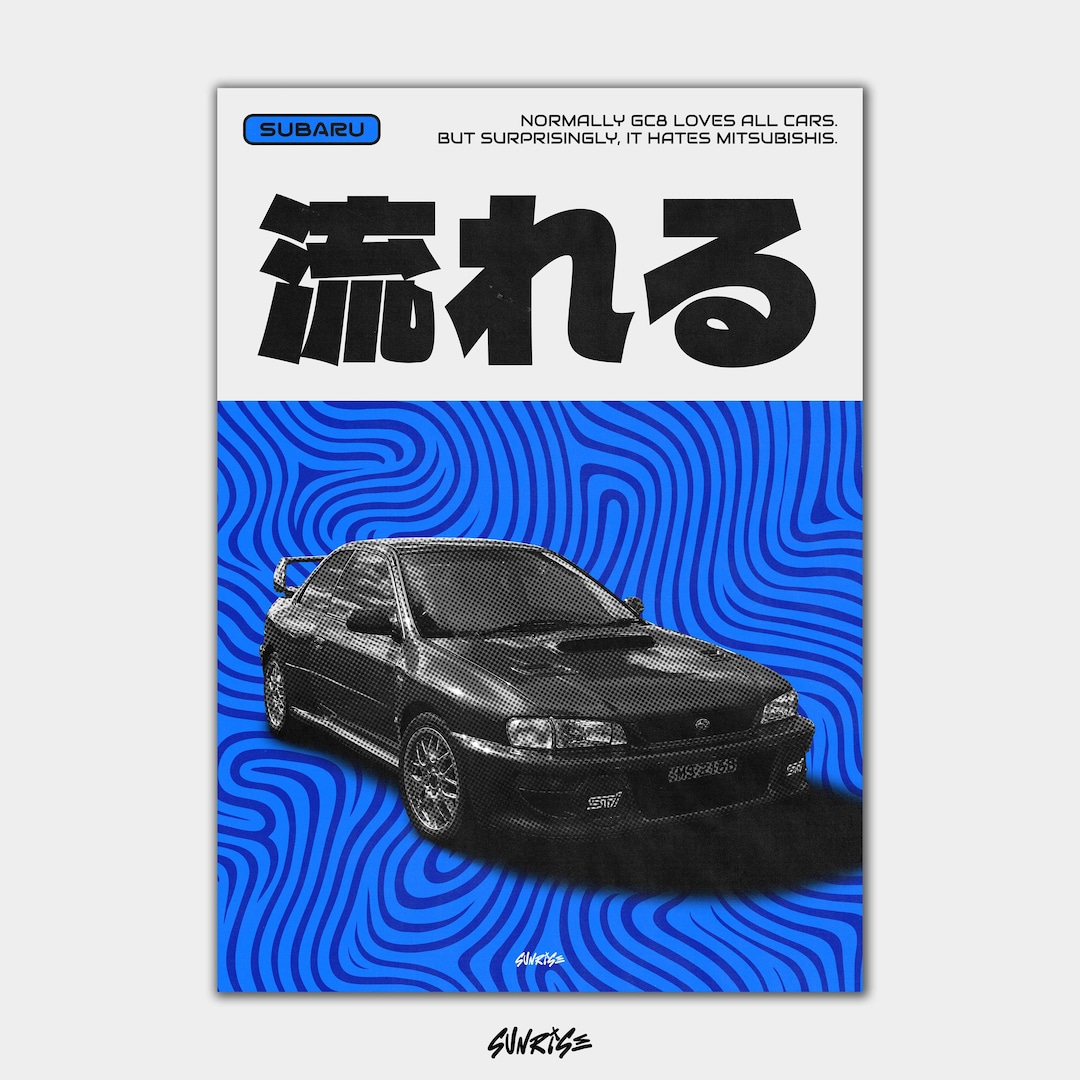 Subaru GC8 WRX STI 22B Poster | Car Poster | Digital Download | Sports ...