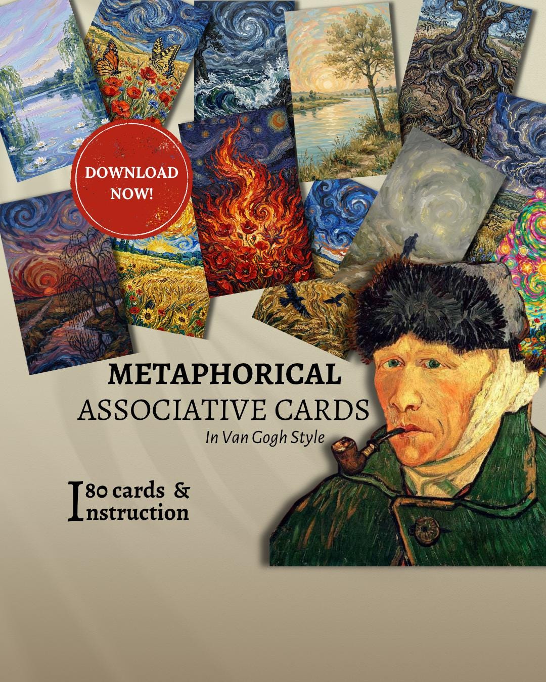 80 Metaphorical Associative Cards, Van Gogh Style, Card Oracle Deck ...