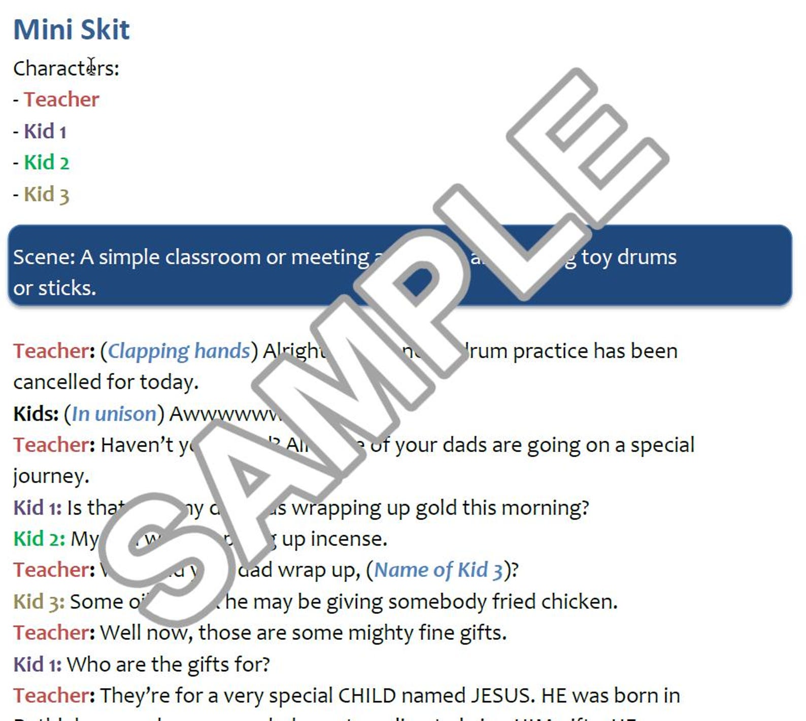 Christmas Play Script – We All Have a Gift to Bring – Kids Nativity ...