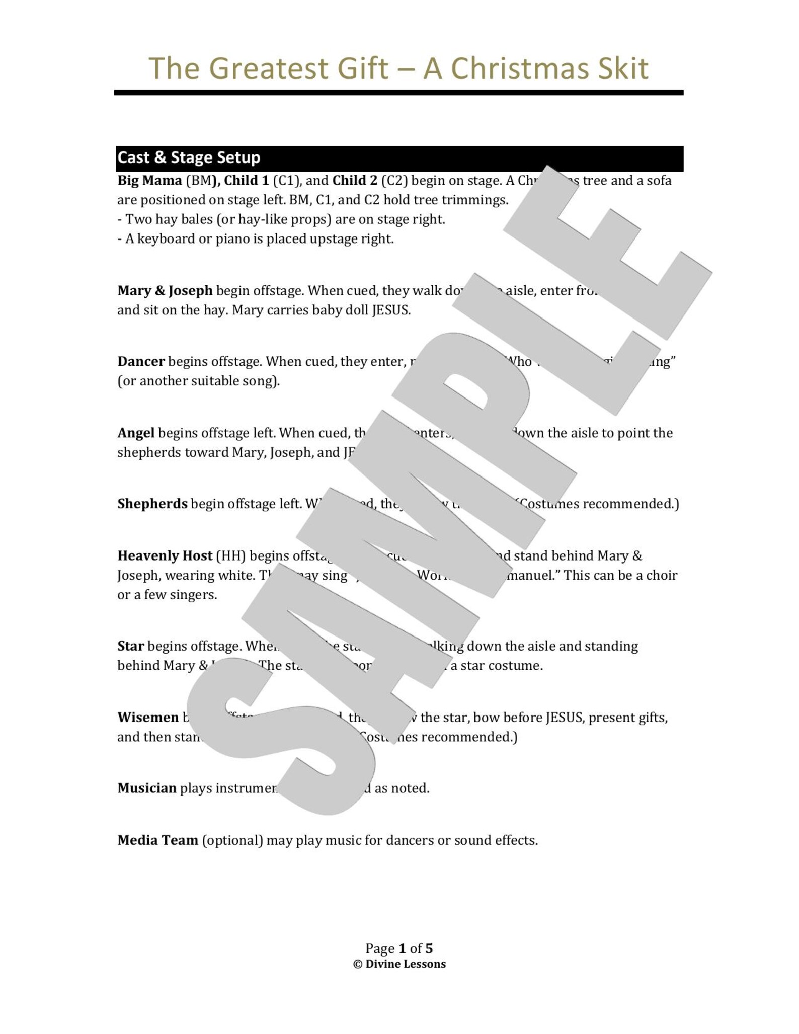 Christmas Skit: the Greatest Gift - Nativity Play Script (PDF) - Etsy