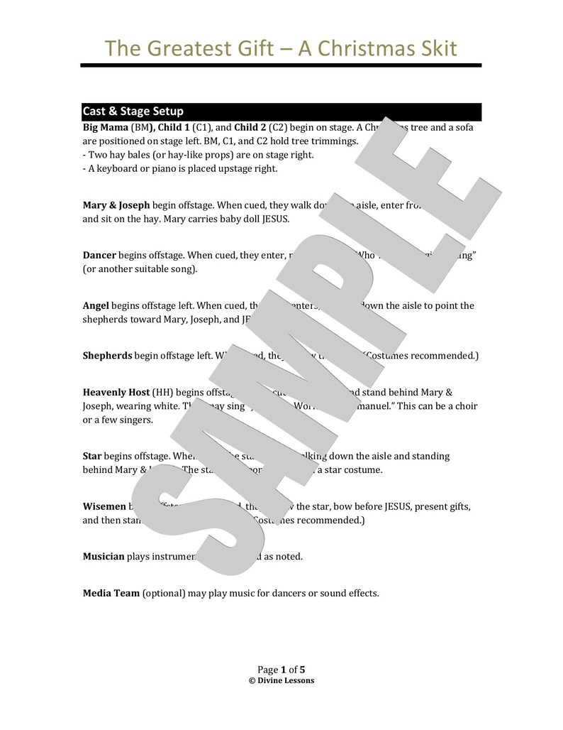 Christmas Skit: the Greatest Gift - Nativity Play Script (PDF) - Etsy