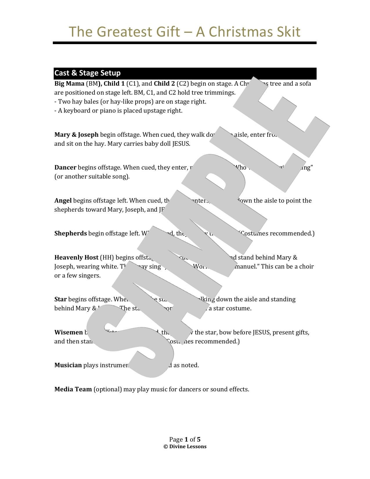 Christmas Skit: the Greatest Gift - Nativity Play Script (PDF) - Etsy