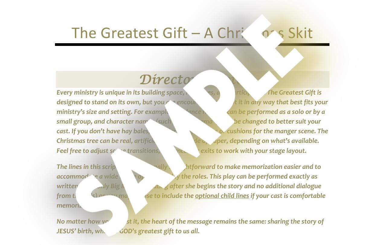 Christmas Skit: the Greatest Gift - Nativity Play Script (PDF) - Etsy