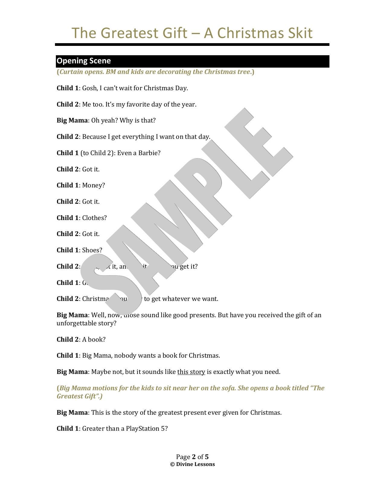 Christmas Skit: the Greatest Gift - Nativity Play Script (PDF) - Etsy
