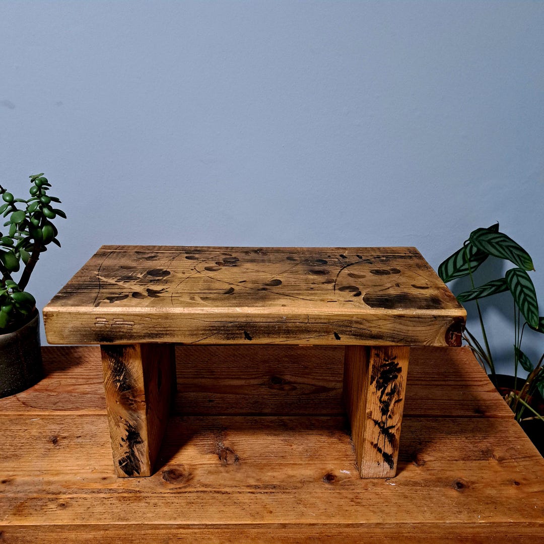 Wooden Stool Reclaimed Wood Rustic - Etsy