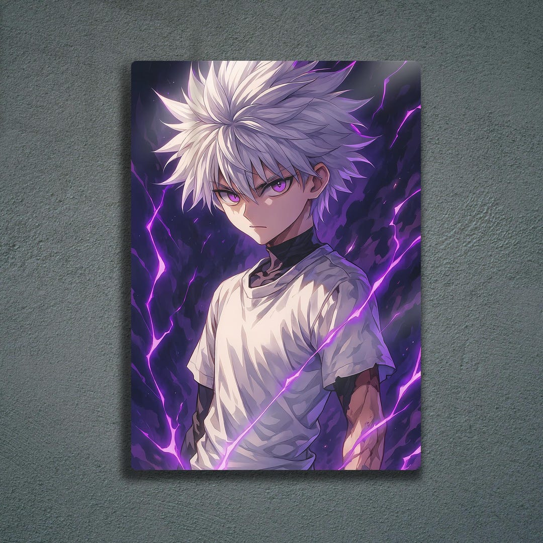 Killua Zoldyck Metal Anime Poster: Hunter X Hunter Minimalist Wall Art ...