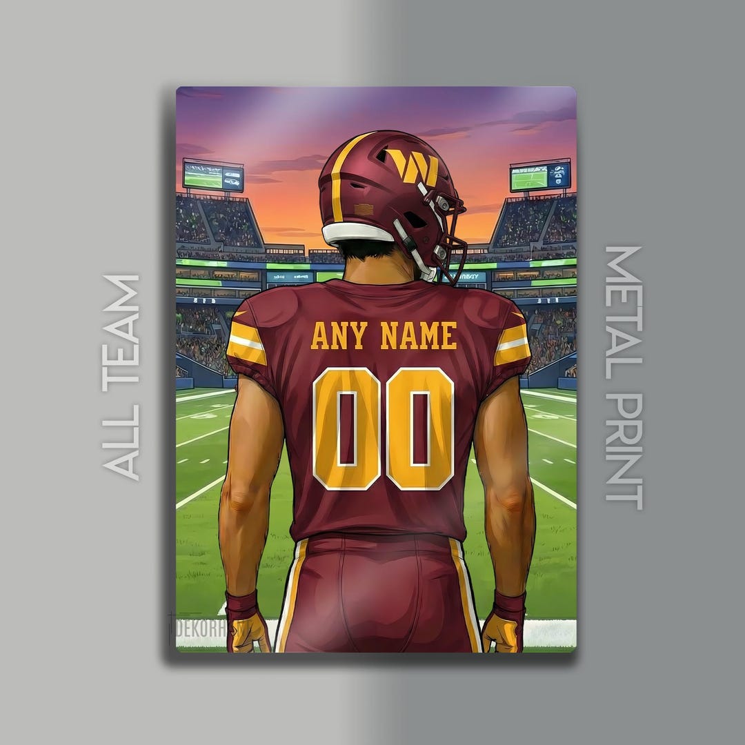 Personalized Washington Commanders Metal Wall Art, Custom NFL Jersey ...