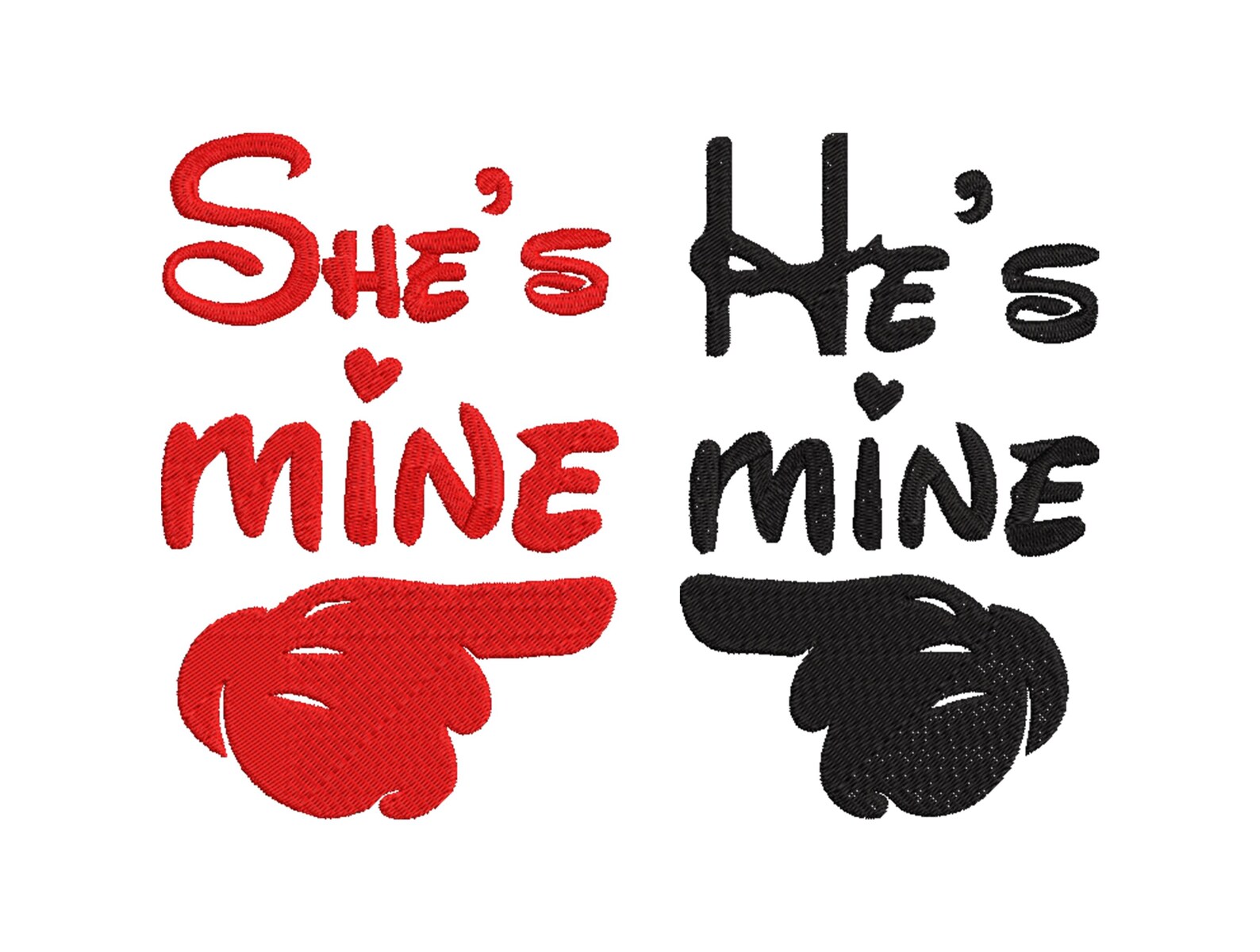 She's is Mine, He's is Mine, Love Embroidery, Couple Embroidery Design ...