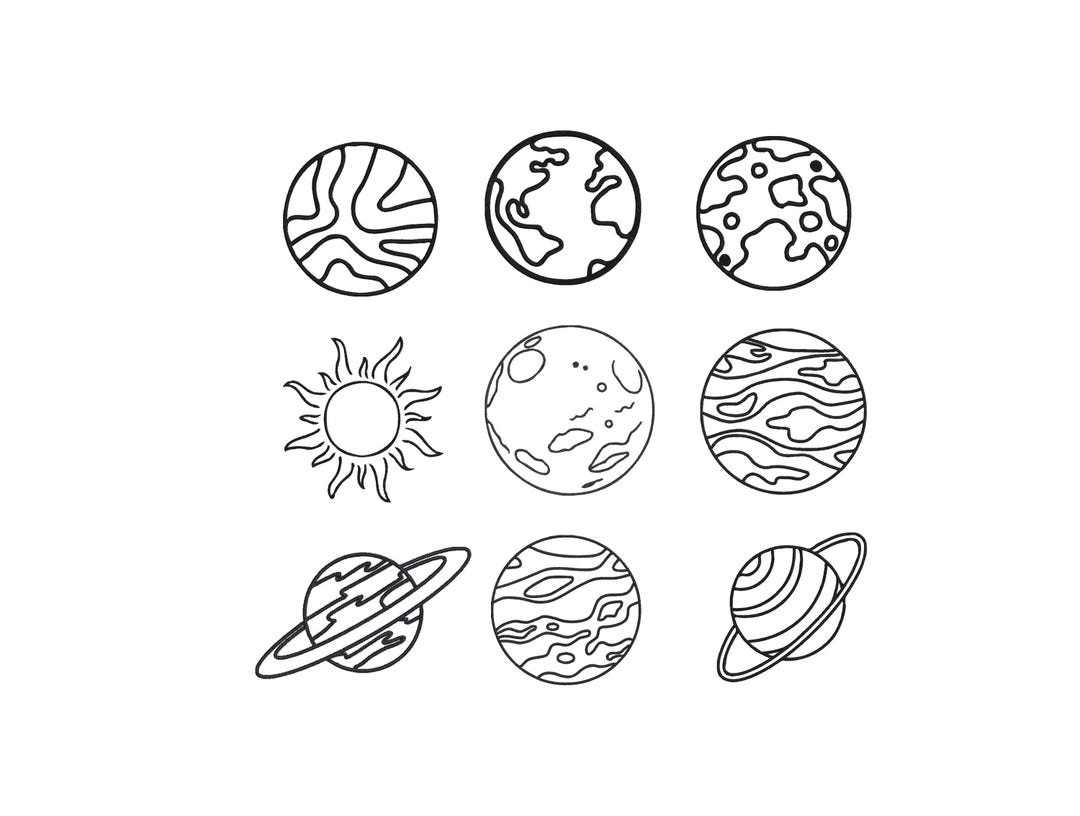 Planet Embroidery Design, Planet Mini Embroidery, Planet Applique ...