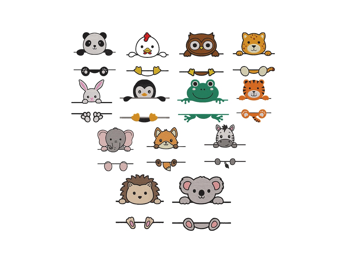 Animal Split Embroidery, Animal Bundle Embroidery, Split Woodland ...