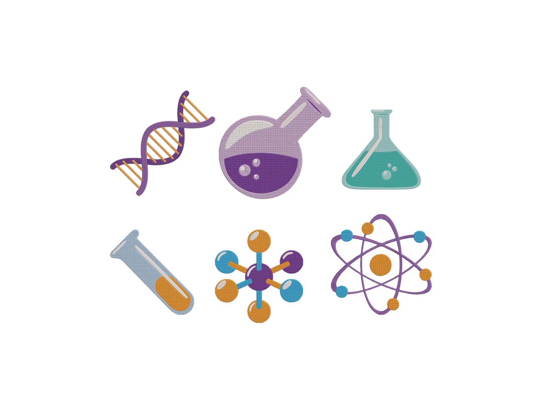 Science Embroidery Designs, Laboratory Bundle Embroidery, Atom ...
