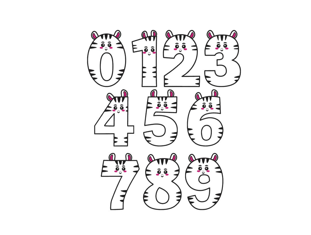 Zebra Numbers Embroidery, Zebra Line Art Embroidery, Counting ...