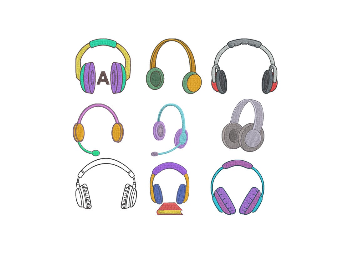 Headphones Embroidery Design, Mini Headphone Set Embroidery Design ...