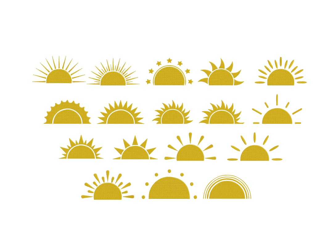 Mini Sun Embroidery Design, Sun Bundle Embroidery, Sunset Embroidery ...