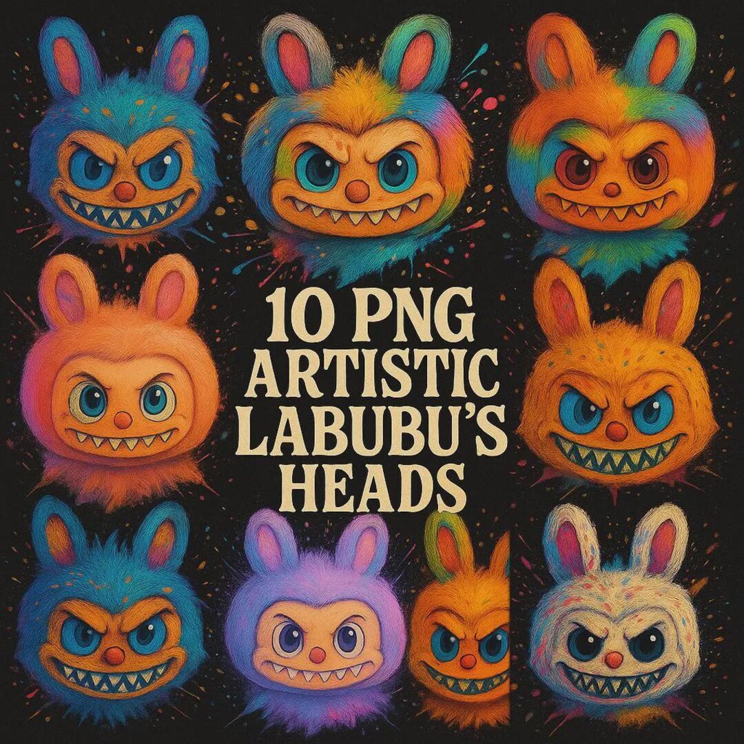 Labubu's Artistic Heads 10 PNG Bundle, the Monsters, High Quality ...