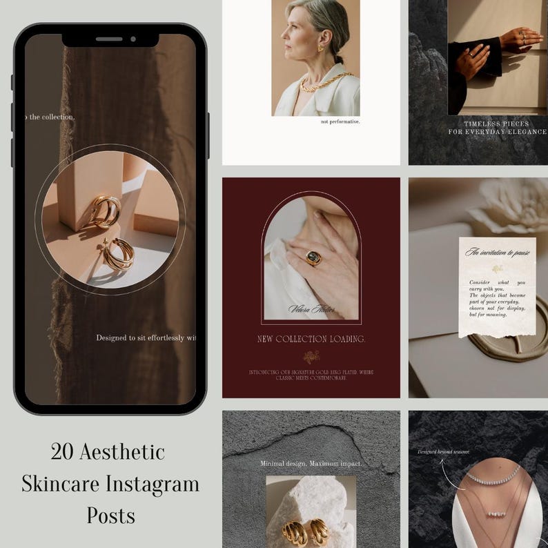 Minimal Instagram Templates for Jewelry Brands Luxury Canva Social ...