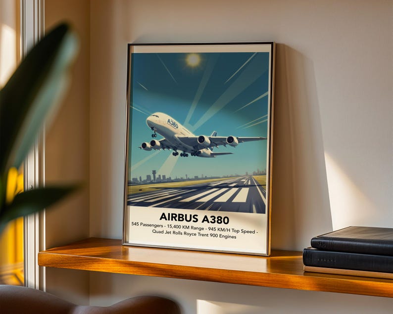 Vintage Airbus A380 Aviation Poster: Pilot Gifts & Flight Crew ...