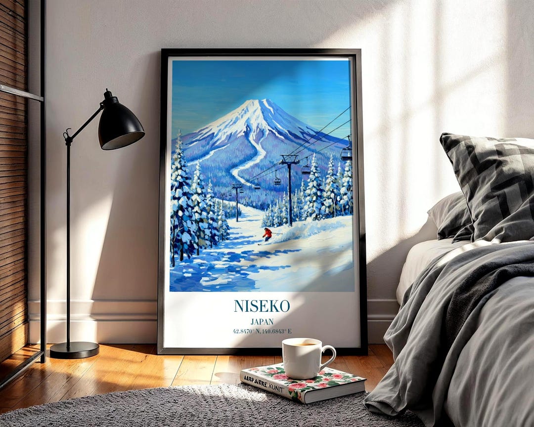 Niseko Ski Resorts Poster: Skier Gift, Vintage Japanese Wall Art ...