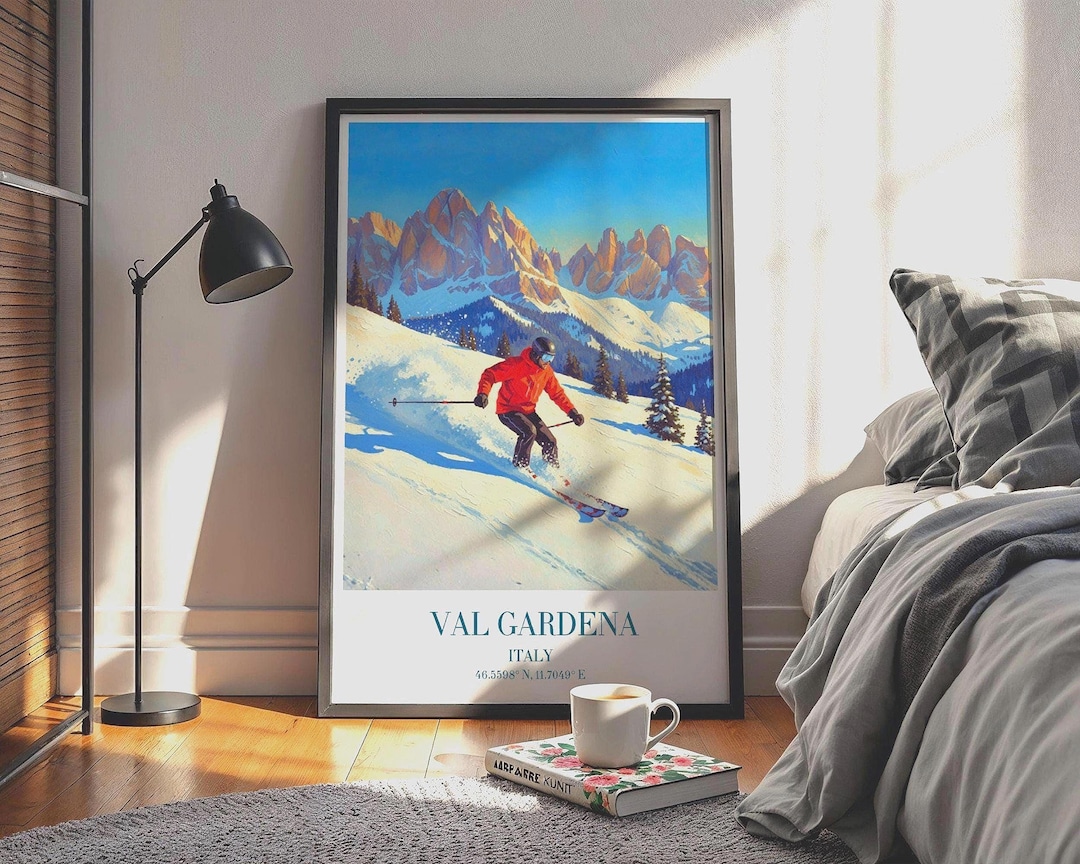 Val Gardena Italy Ski Resorts Poster: Skiing Gift, Italian Alps, Sports ...