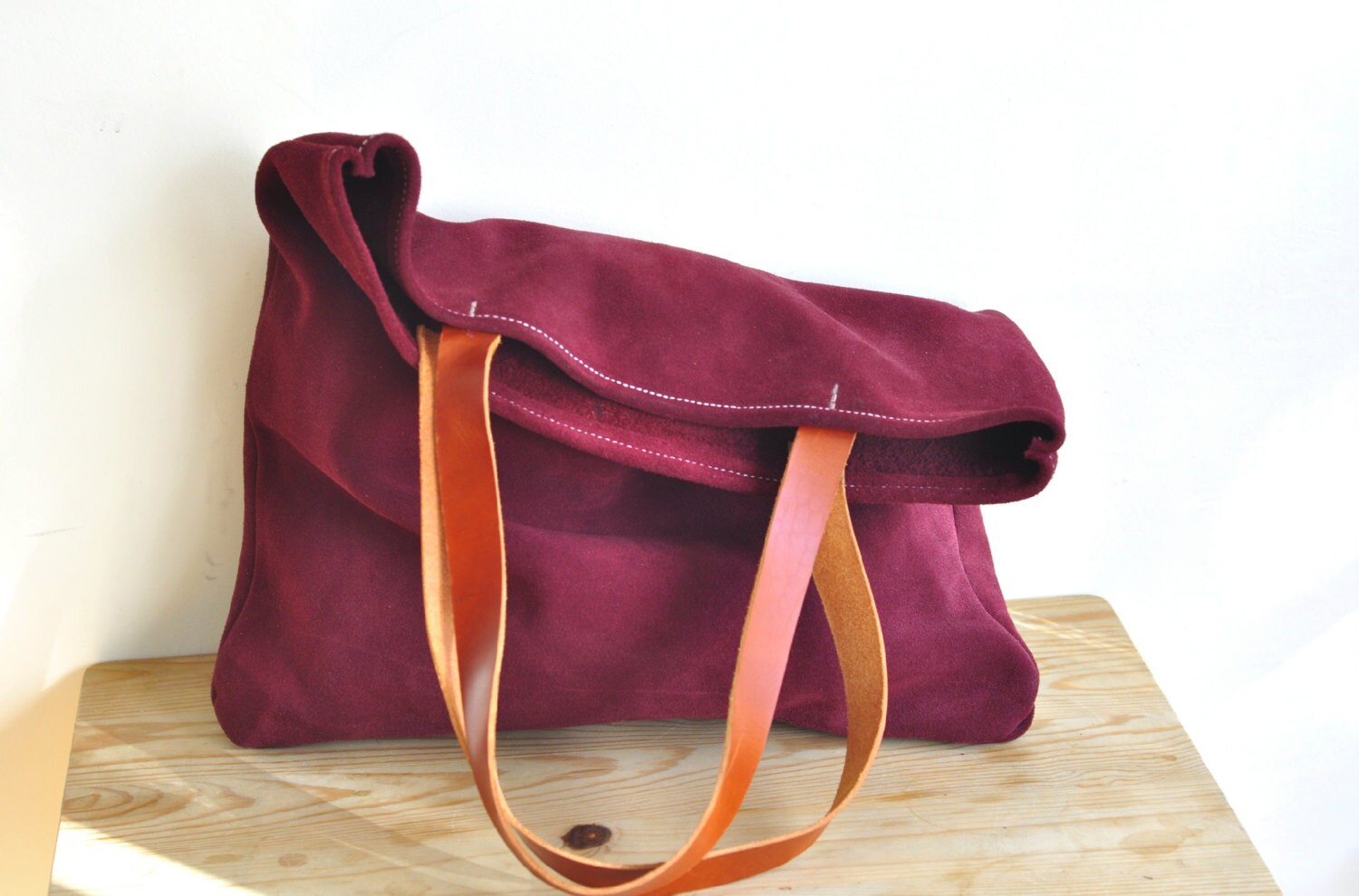 OFFER Garnet Leather Tote Bag Market Bag Simple Tote Bag - Etsy