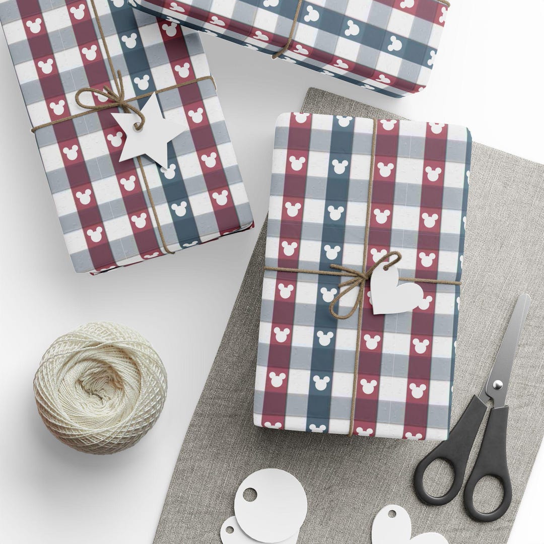 Mickey Christmas Wrapping Paper: Disney Gingham Mouse Gift Wrap ...