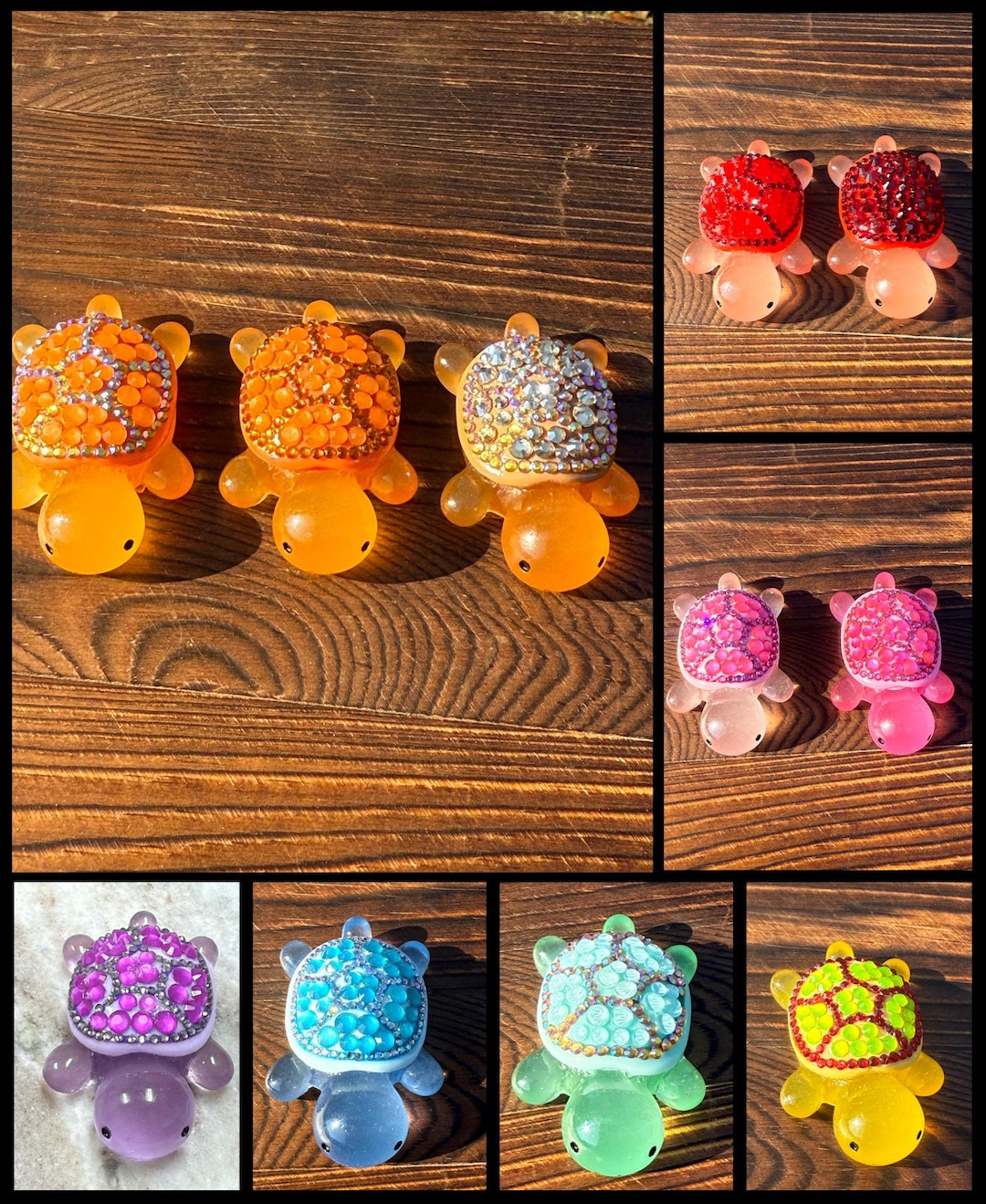 Bling Rhinestone Mini Resin Turtles | Bling | Luminous Turtle | Glow In ...