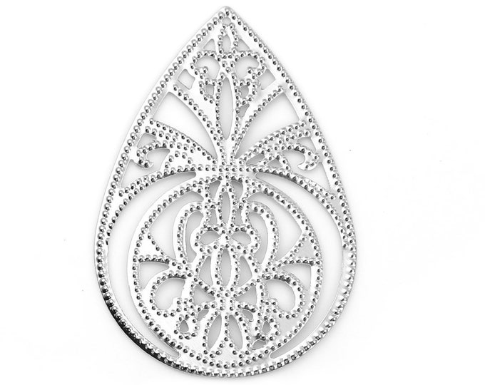 Antique Silver Triangle Filigree Stamping / Filigree Jewelry Finding ...