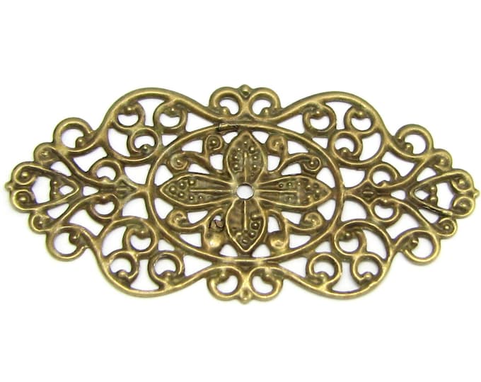 Filigree : 10 Antique Bronze Filigree Flower Connectors Brass Filigree ...