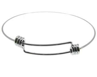 Expandable Wire Bangle Bracelet Shiny Silver Wire Bangle
