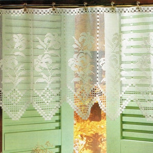 Vintage Filet Crochet Pattern "lilies Valance Curtain" Digital PDF ...