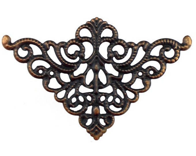 Antique Copper Triangle Filigree Stamping / Filigree Corner ...
