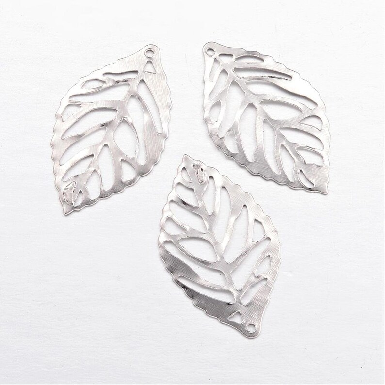 Antique Silver Filigree Leaf Charms / Filigree Leaf Stampings - Etsy