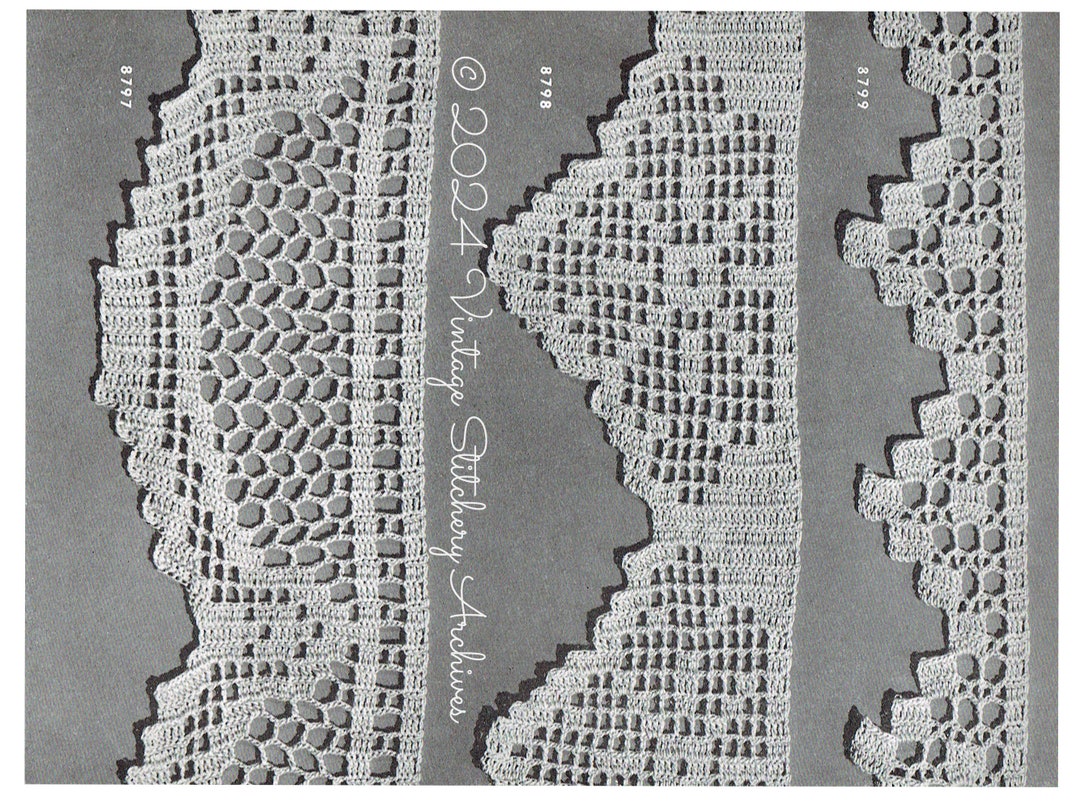 Wide Filet Crochet Lace Edging Crochet Patterns PDF -- INSTANT DOWNLOAD ...