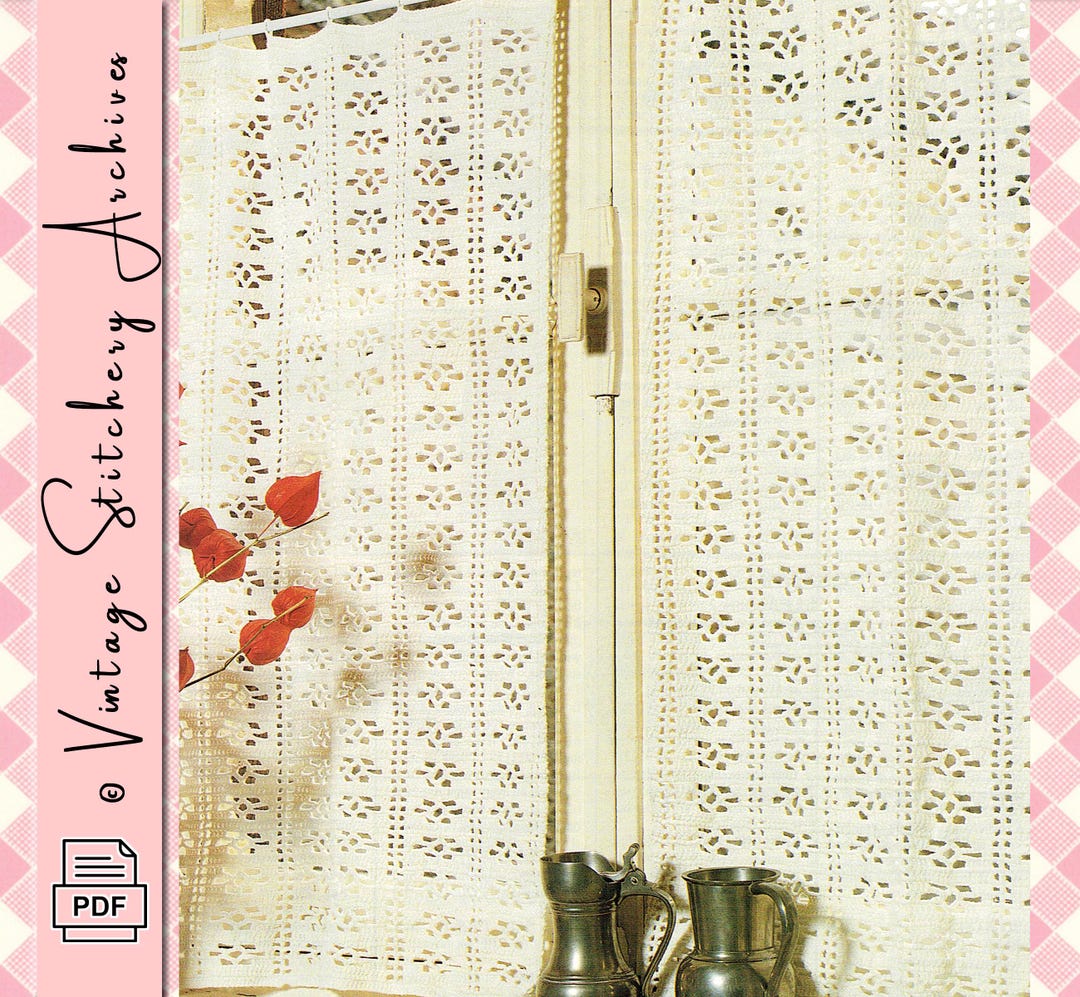 Vintage Filet Crochet Pattern, "curtain Panels" Digital Crochet PDF ...