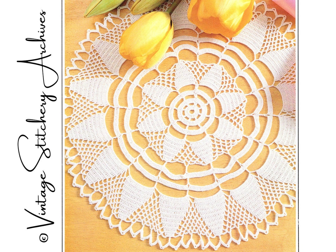 Vintage Crochet Doily Pattern "tulip Festival Round Doily" Digital PDF ...