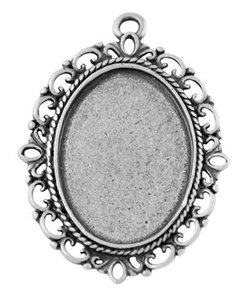 Cabochon Settings Bezels : 10 Antique Silver Oval Cabochon - Etsy