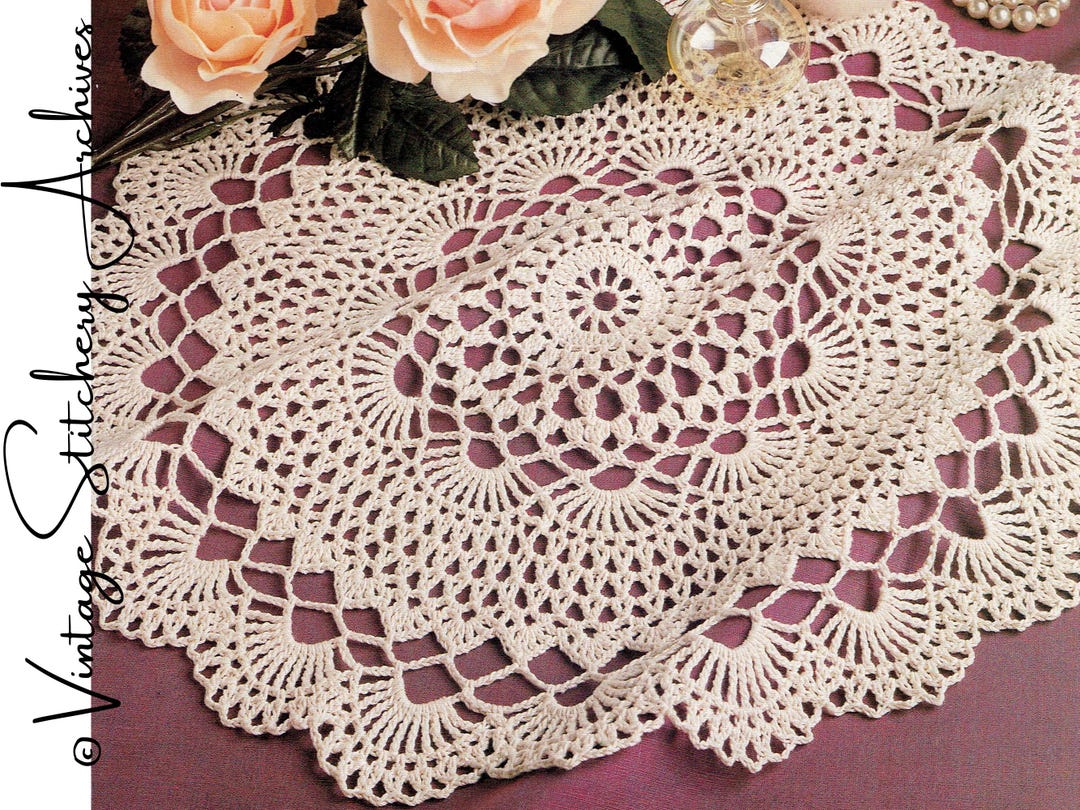 Vintage Doily Crochet Pattern, "fancy Fans Round Doily" Digital PDF ...