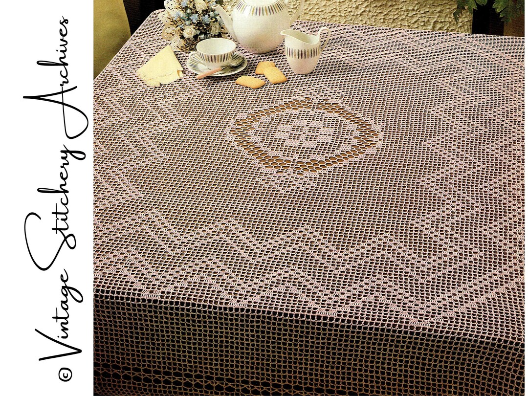 Vintage Filet Crochet Tablecloth Pattern, "top of the Morning ...