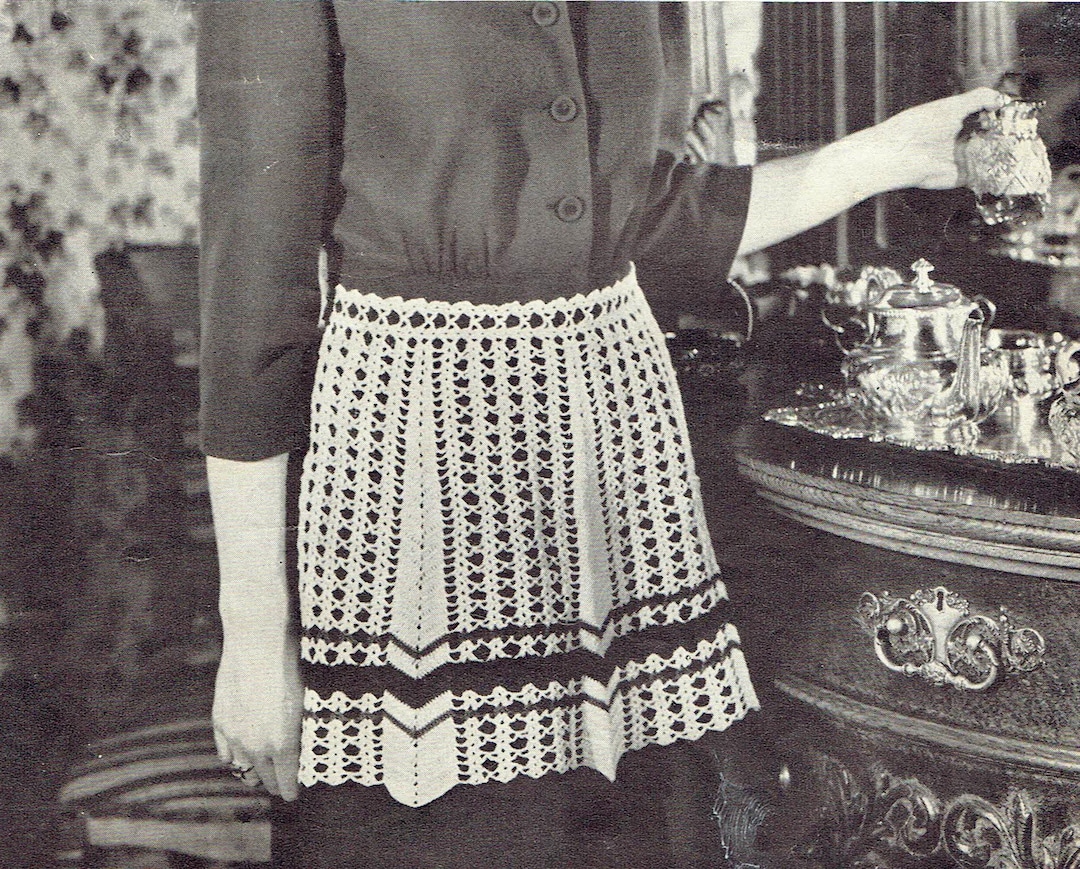 Vintage 40s Tri-color Crochet Apron Pattern PDF -- INSTANT DOWNLOAD ...