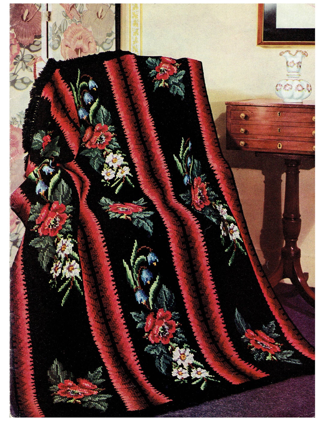 Spring Flowers Vintage Afghan Crochet Pattern PDF -- INSTANT DOWNLOAD ...