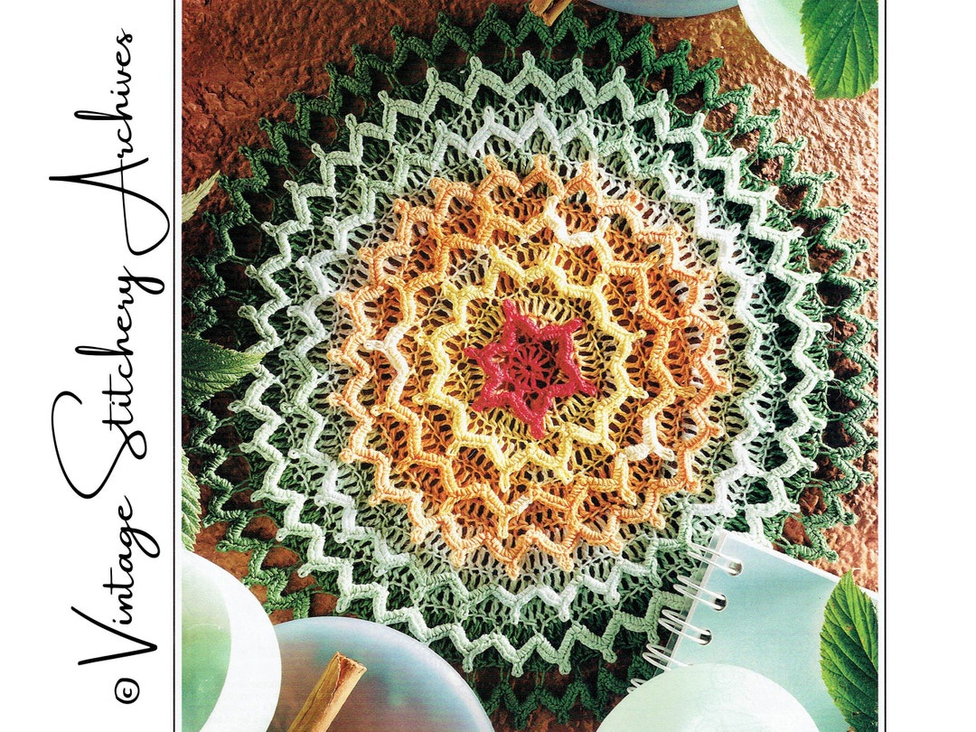 Vintage Crochet Pattern "colorburst Round Doily" Digital PDF Pattern ...