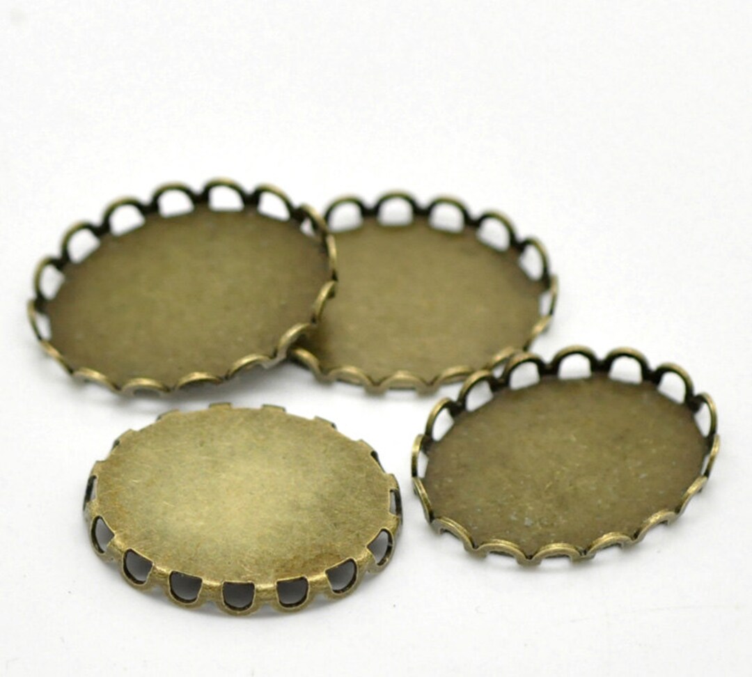 Cabochon Settings : 10 Brass Lace Edge Cabochon Settings | Bronze ...