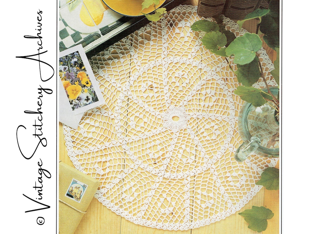 Vintage Crochet Pattern "ferris Wheel Round Doily" Digital PDF Pattern ...