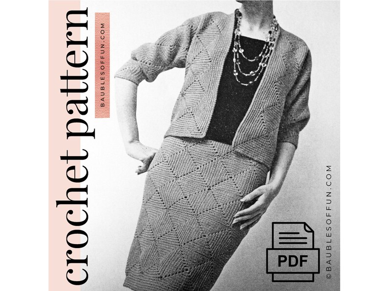 Vintage Crochet Motif Suit Pattern PDF INSTANT DOWNLOAD - Etsy